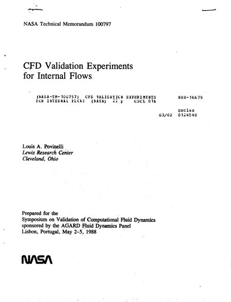 PDF CFD Validation Experiments For Internal Flows
