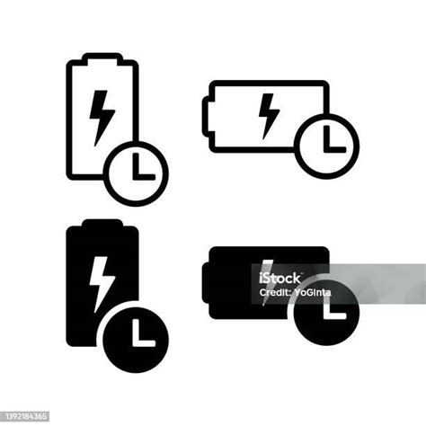 배터리 시간 아이콘입니다 긴 배터리 수명 벡터 일러스트 레이 션 배터리 전원에 대한 스톡 벡터 아트 및 기타 이미지 배터리 전원 시간 긴 Istock