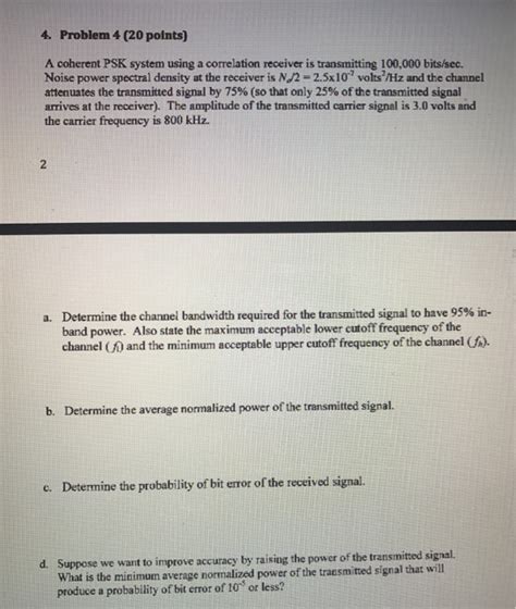 A Coherent Psk System Using A Correlation Receiver Is
