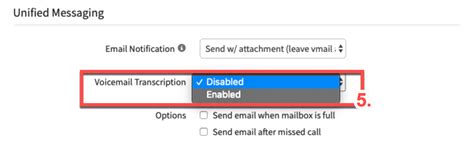 Enable Disable Voicemail Transcription