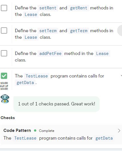 Solved 1 Create A Class Named Lease With Fields That Hold