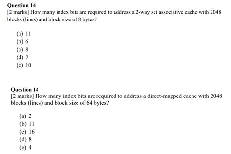 Solved Question 14 2 Marks How Many Index Bits Are