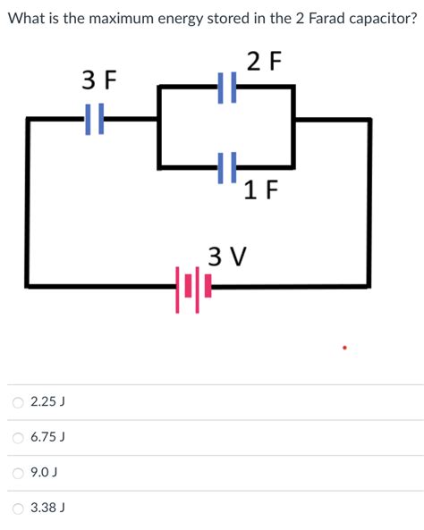 solved what is the maximum energy stored in the 2 farad