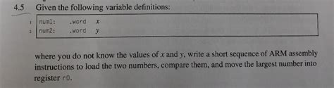 45 Given The Following Variable Definitions 1 Numl