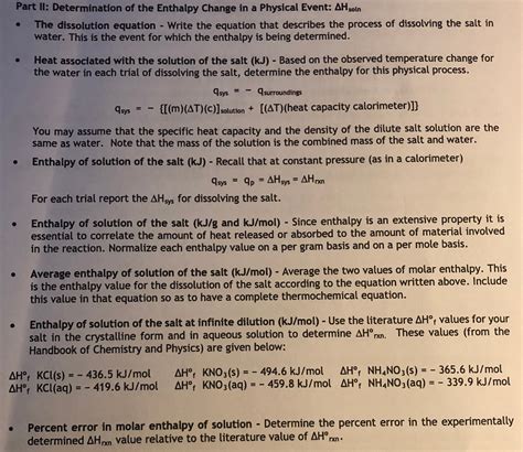 Solved I Need Help Finding The Enthalpy Of My Kcl Salt