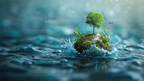 Small Earth Living In Harmony With Sea Creatures In A Stunning Image