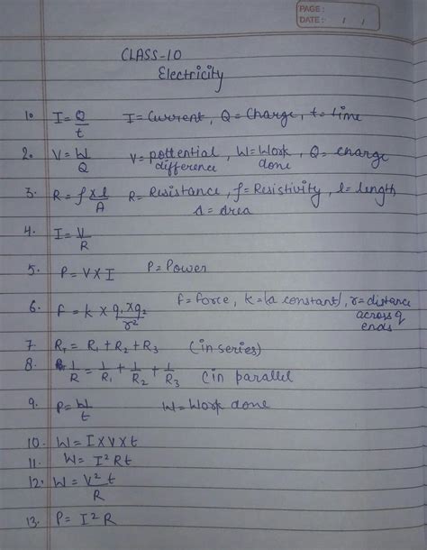 Formula Sheet Of Electricity Class 10 At Edward Silva Blog