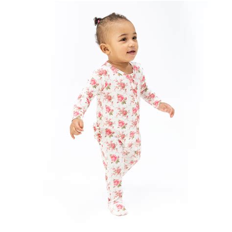 Elegant Roses 2 Way Ruffle Back Zipper Footie Angel Dear