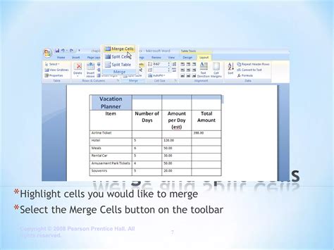 Ms Word 2007 Insert Tables Ppt