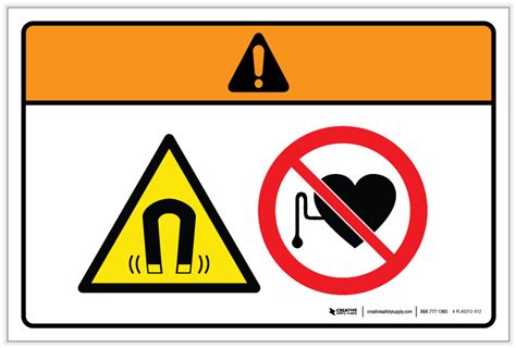 warning magnetic fields wordless iso ansi label
