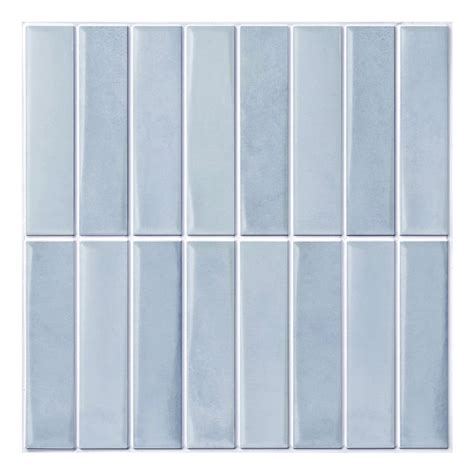3d Light Blue Matt Straight Linear Mosaic Peel And Stick Wall Tile