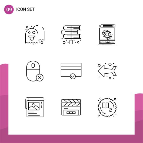 Group Of 9 Modern Outlines Set For Hardware Devices Laws Computers
