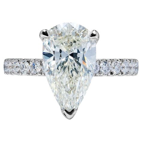 3 Carat Pear Shape Diamond Engagement Ring Certified Y For Sale At 1stdibs