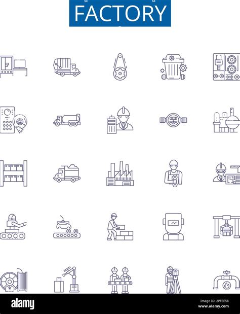 Factory Line Icons Signs Set Design Collection Of Factory Manufacturing Industrial Plant