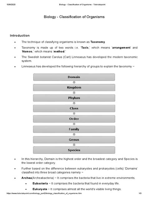 Biology Classification Of Organisms Tutorialspoint Pdf