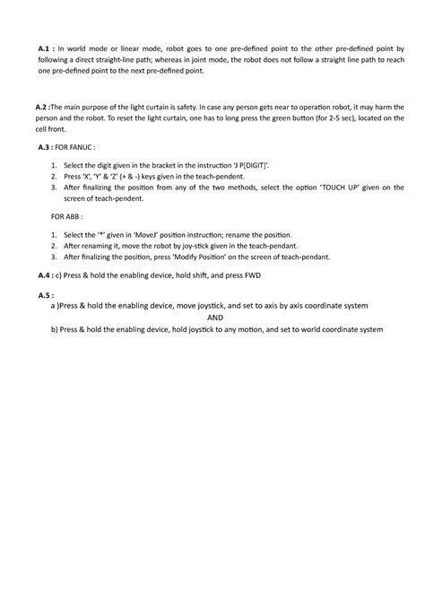 Nacet Lab 1 Robo237 A In World Mode Or Linear Mode Robot Goes To