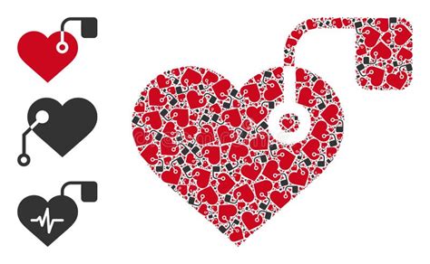 Recursion Heart Pacemaker Icon Itself Collage Stock Vector Illustration Of Impulses Fractal