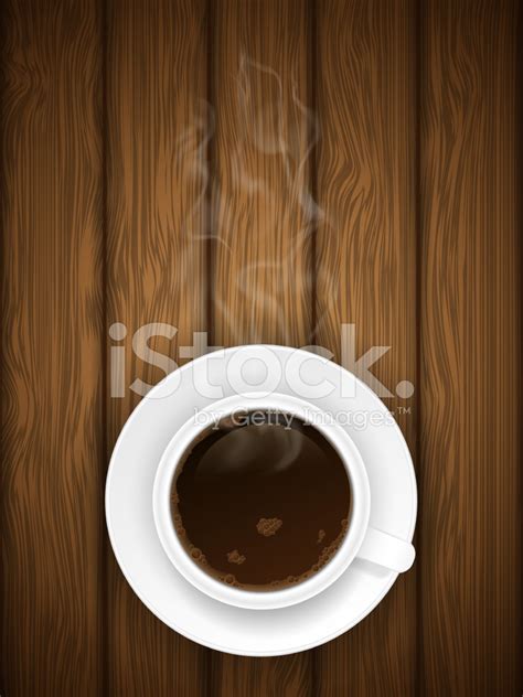 나무 배경에 커피 컵입니다 스톡 벡터 Freeimages