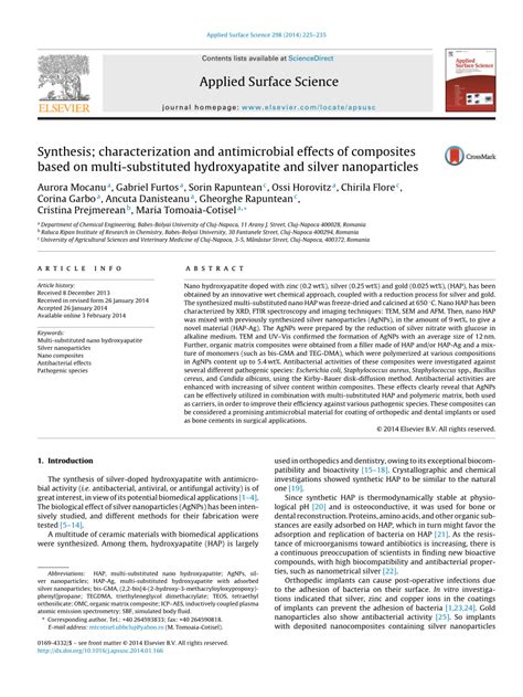 Pdf Synthesis Characterization And Antimicrobial Effects Of Composites Based On Multi