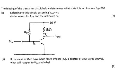Solved The Biasing Of The Transistor Circuit Below Chegg