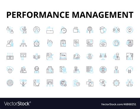Performance Management Linear Icons Set Metrics Vector Image