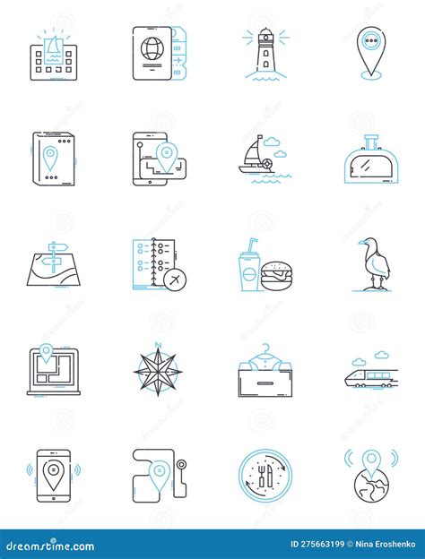 Gps Coordinates Linear Icons Set Position Location Navigation Mapping Waypoints