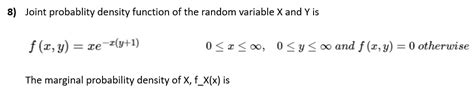 Solved Joint Probablity Density Function Of The Random