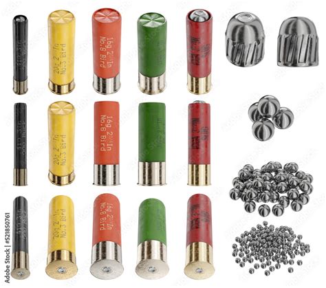 3d Render Illustration Of A Various Shotgun Ammunition Isolated On