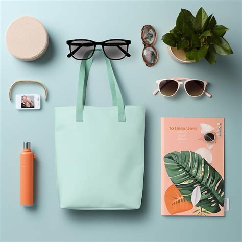 A Collection Of Items Including A Blue Bag Sunglasses And A Pair Of Sunglasses Premium Ai