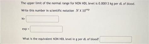 Solved The Upper Limit Of The Normal Range For Non Hdl Level