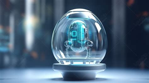 공개된 Ai의 미래 유리 캡슐에 수용된 혁신적인 3d 렌더링 로봇은 무한한 가능성을 탐구합니다 공개 배경 공개된 배경 클론 배경 이미지 Hd 공개 인공 지능