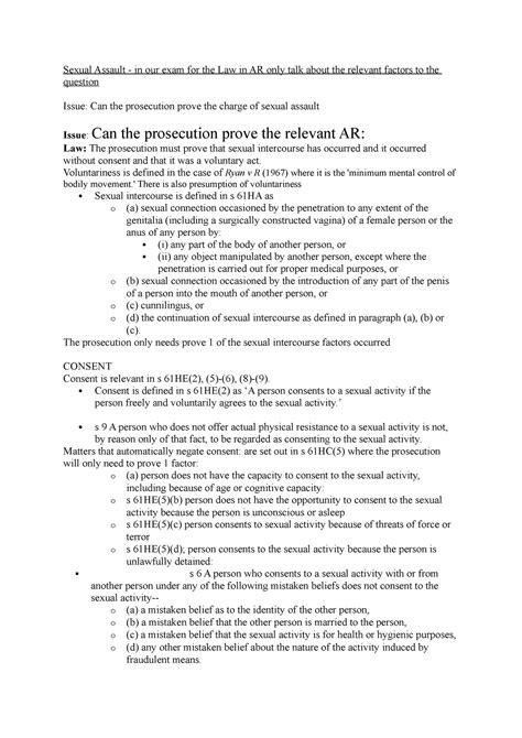 Sexual Assault Structure Sexual Assault In Our Exam For The Law In AR Only Talk About The