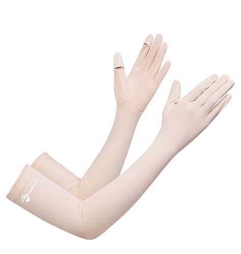 Fgss 여성용 긴 태양 차단 운전 장갑 여름 자외선 캠핑 사이클링 라이딩을위한 전체 손가락 Lightbal 티몬