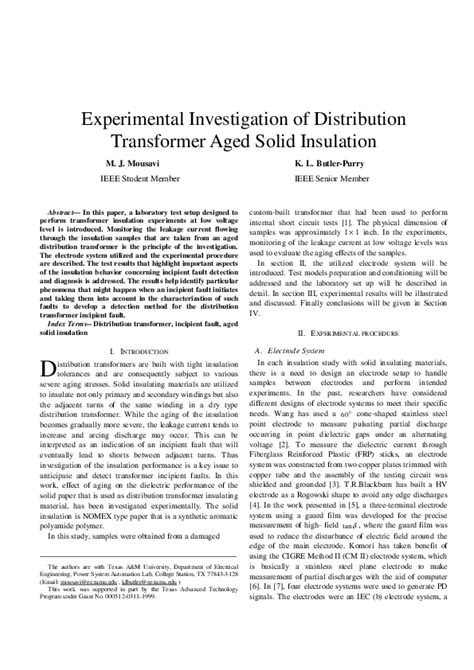 Pdf Experimental Investigation Of Distribution Transformer Aged Solid Insulation Mirrasoul