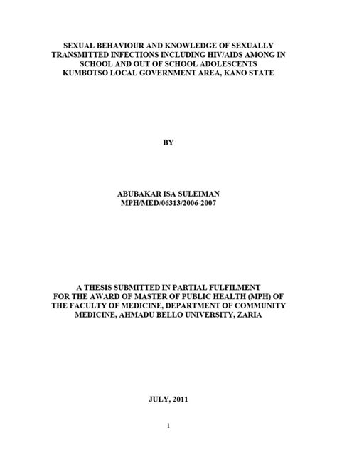 Sexual Behaviour And Knowledge Of Sexual Pdf Sexually Transmitted