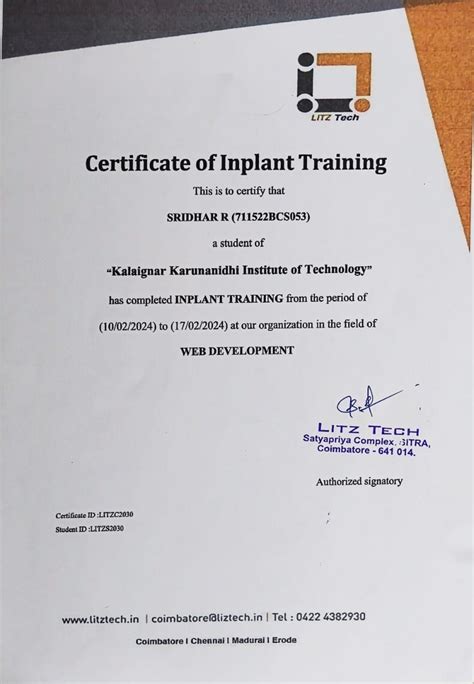 R Sridhar On Linkedin Webdevelopment Inplanttraining Litztechnology Techskills