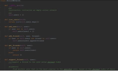 Class Socialnetwork Def Init Self Constructor