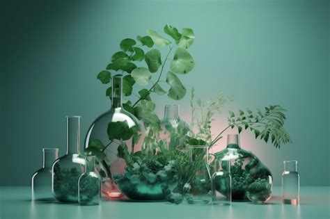 premium photo 3d rendered illustration of plant objects composition
