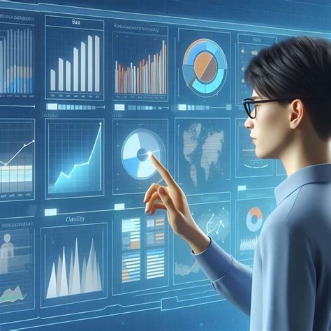 3d Render Of Person Analyzing Data Visualizations In Modern Workspace Ai Generative Premium Ai