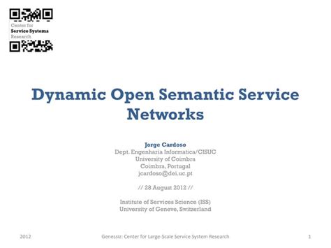 Dynamic Open Semantic Service Networks Ppt