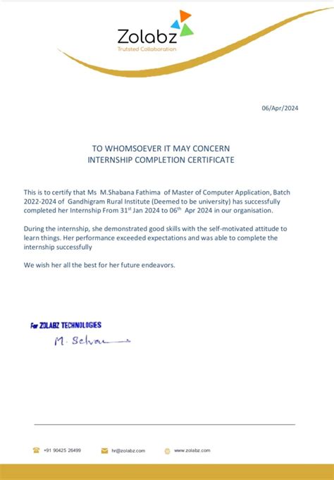 Shabana Fathima On Linkedin Internship Professionaldevelopment Zolabz