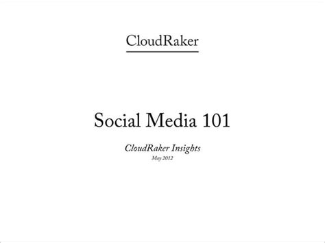 Social Media 101 Ppt