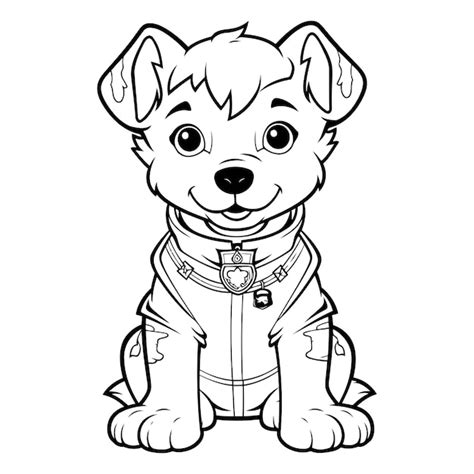 어린이와 성인을 위한 귀여운 개 색칠 페이지 프리미엄 벡터