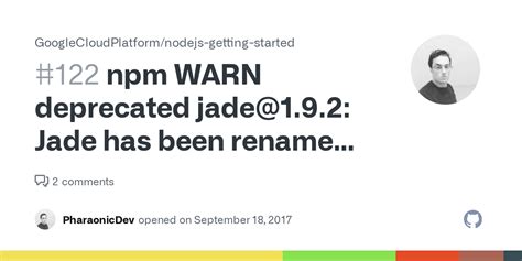 Npm Warn Deprecated Jade192 Jade Has Been Renamed To Pug Please Install The Latest Version
