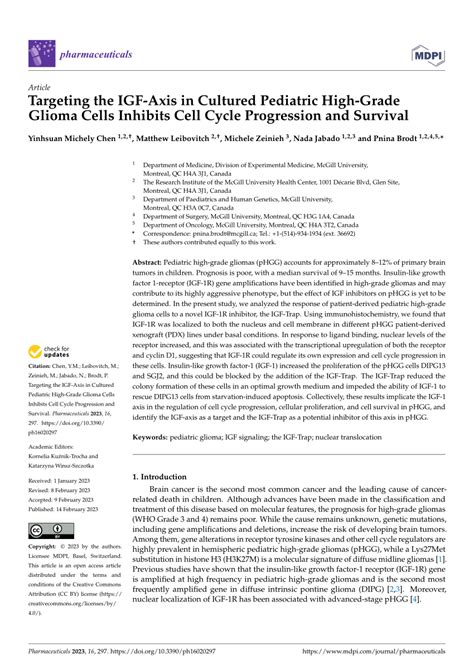 Pdf Targeting The Igf Axis In Cultured Pediatric High Grade Glioma Cells Inhibits Cell Cycle Pdf Targeting The Igf Axis In Cultured Pediatric High Grade Glioma Cells Inhibits Cell Cycle
