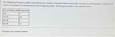 Solved The Following Frequency Table Summarizes The Number Of Bicycles
