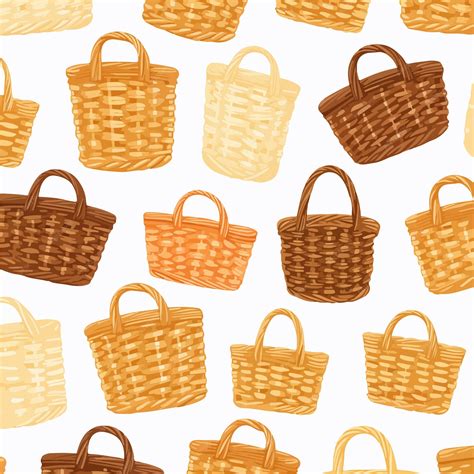 Seamless Straw Wicker Basket Pattern For Design Projects Premium Ai