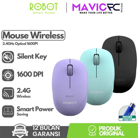 Jual Robot M210s Mouse Wireless Optical Silent Click Ergonomis Design 2 4g 1600dpi For Pc Laptop