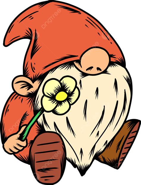 Small Gnomes And Flowers Gnomes Drawing Gnomes Sketch Gnome Png