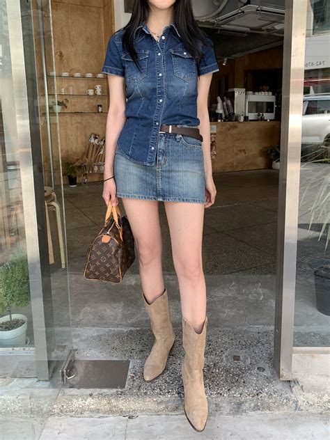 하이앤미 당일 인기상품 여름 슬림 라인 스판 데님 반팔 셔츠 청남방 연청 진청